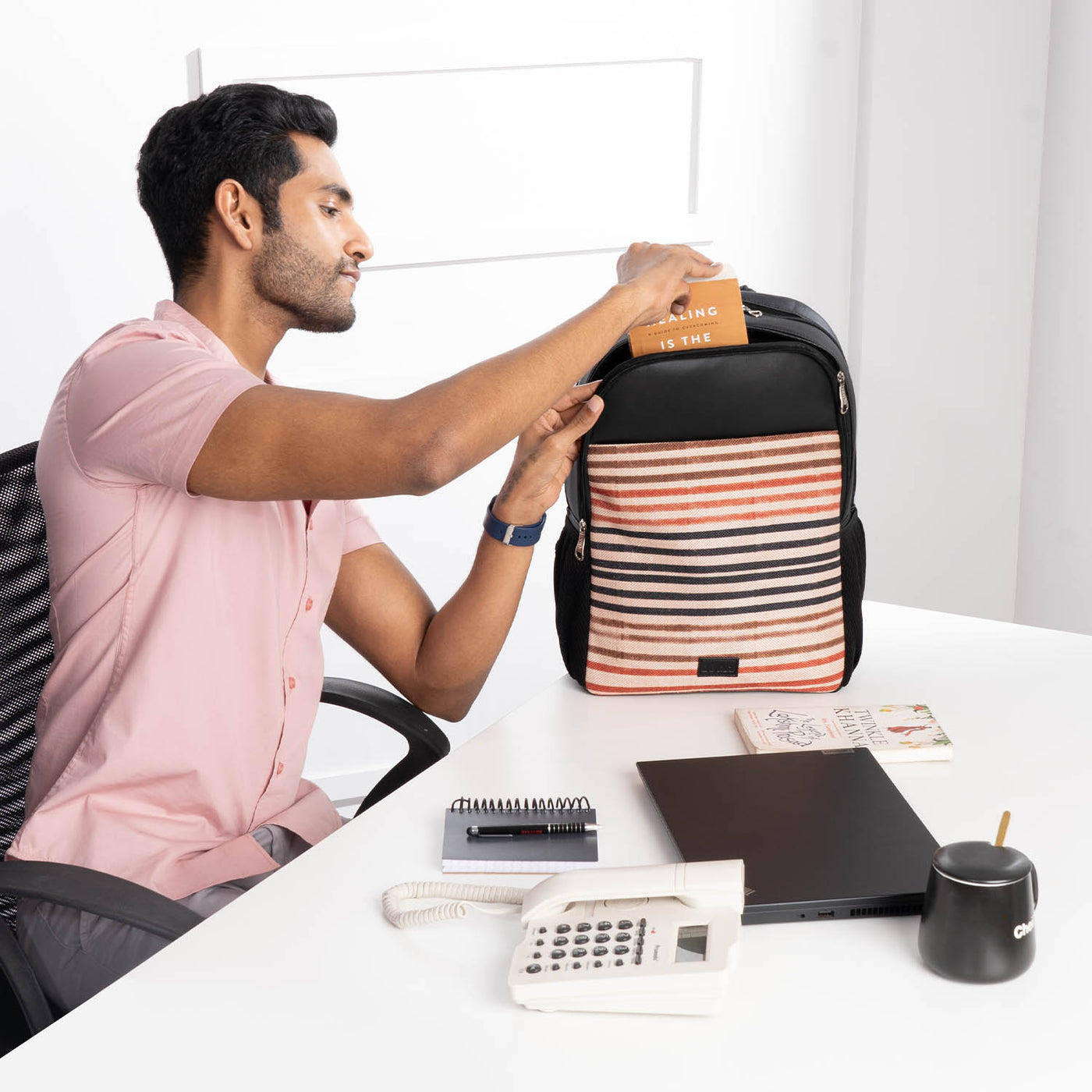 Qutub Stripes Statement Backpack
