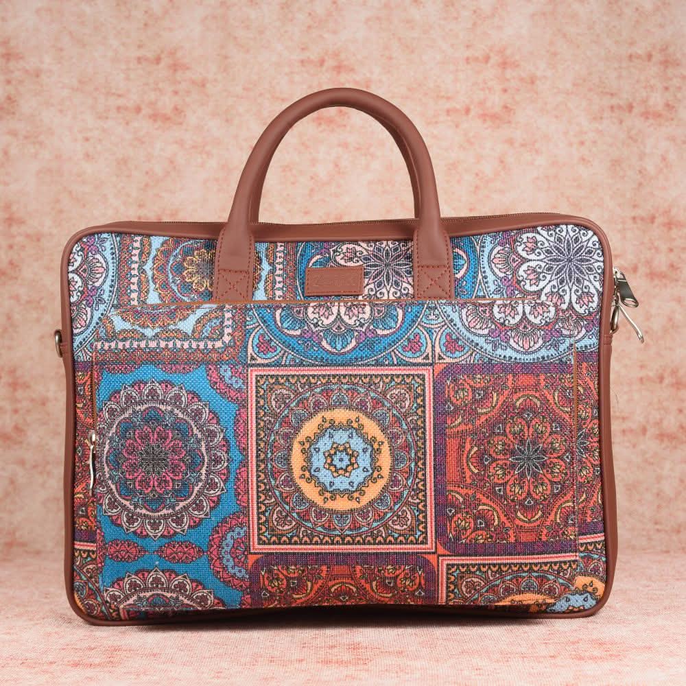 ZIP-Multicolor Mandala Print Laptop Bag