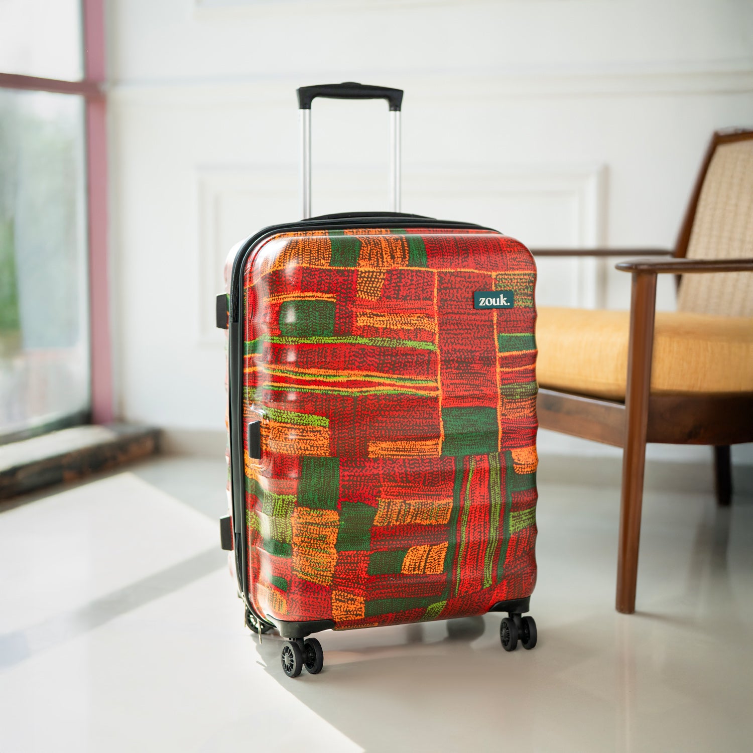 Indus Lattice Red Amorah Trolley Bag