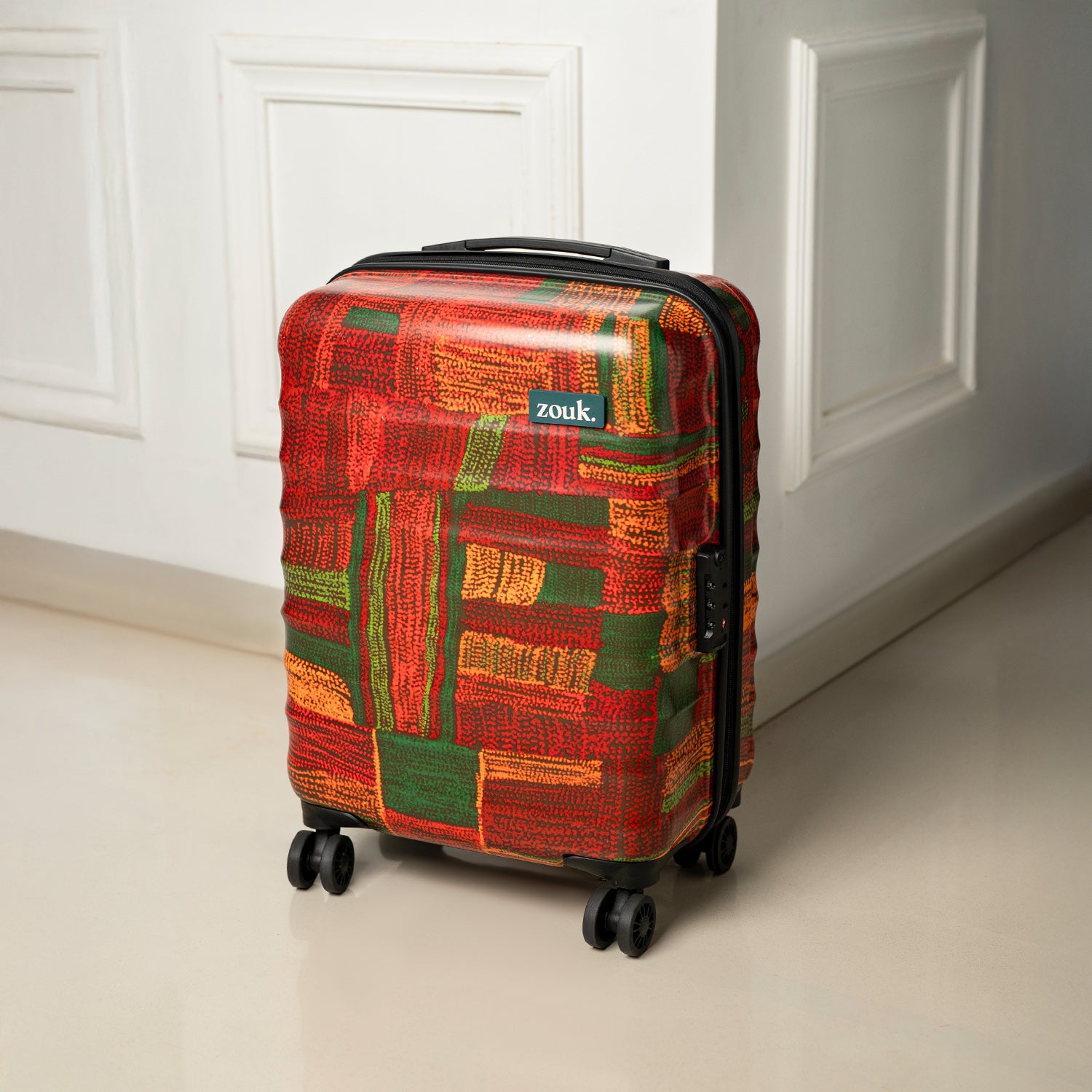 Indus Lattice Red Amorah Trolley Bag (Cabin)