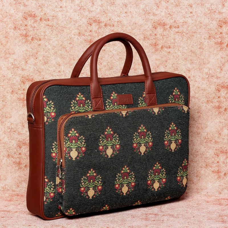 Royal Green Mogra Print Laptop Bag – Zouk