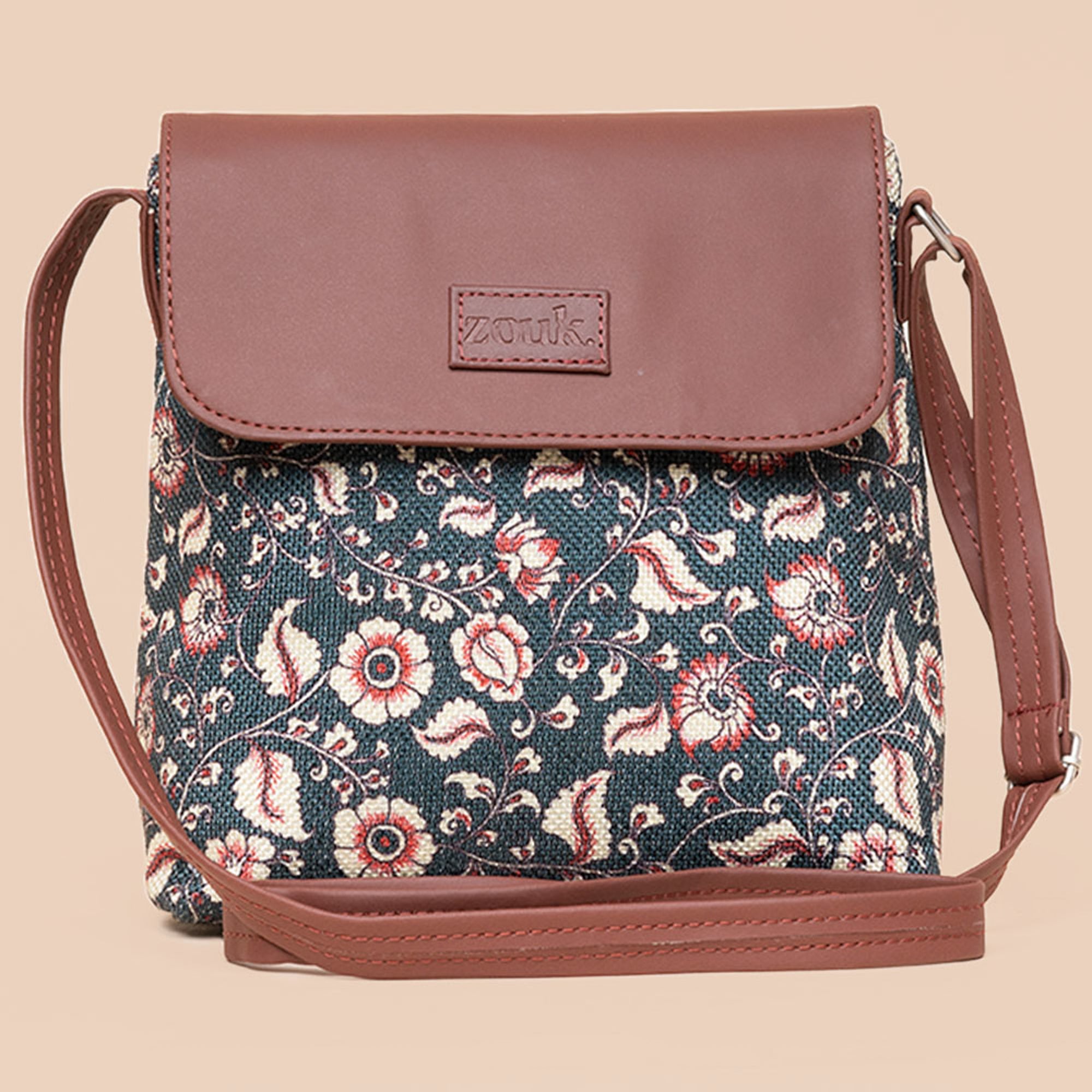 Chittoor Blue Kalamkari Flap Sling Bag