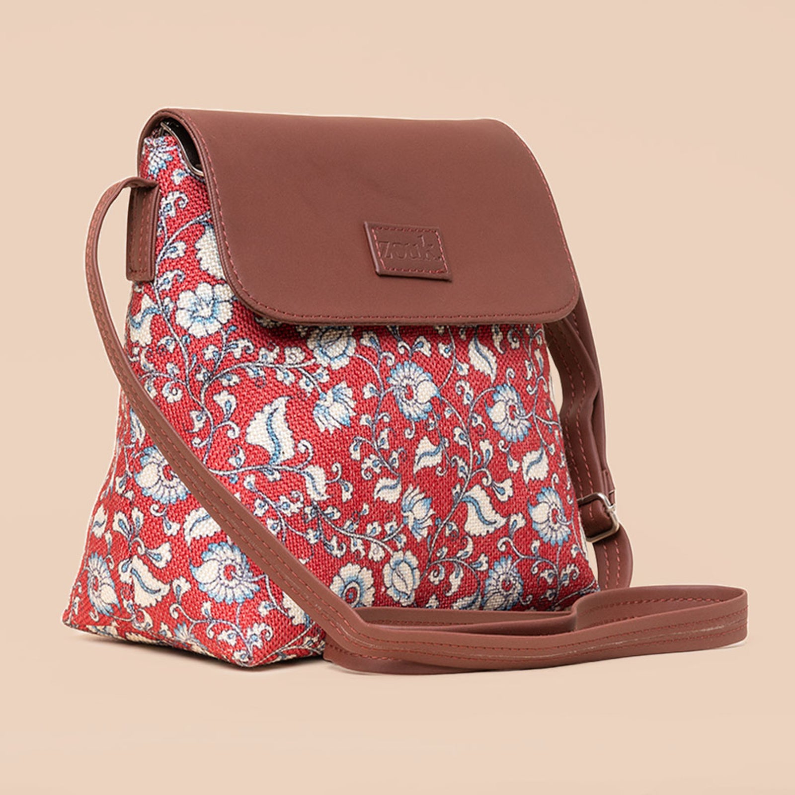 Chittoor Red Kalamkari Flap Sling Bag